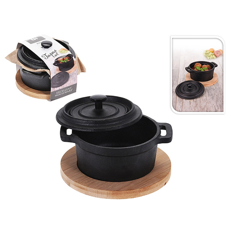 Cocot mini fonta EH, 10х7.5 cm si suport din lemn cumpărare în Moldova ...