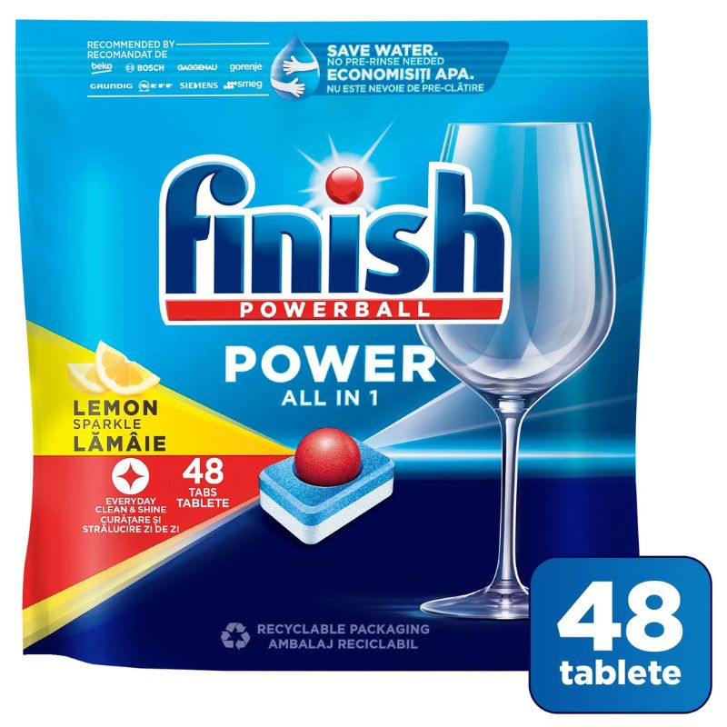 Tablete pentru masini de spalat vase FINISH Power Lamaie, 48 tab ...