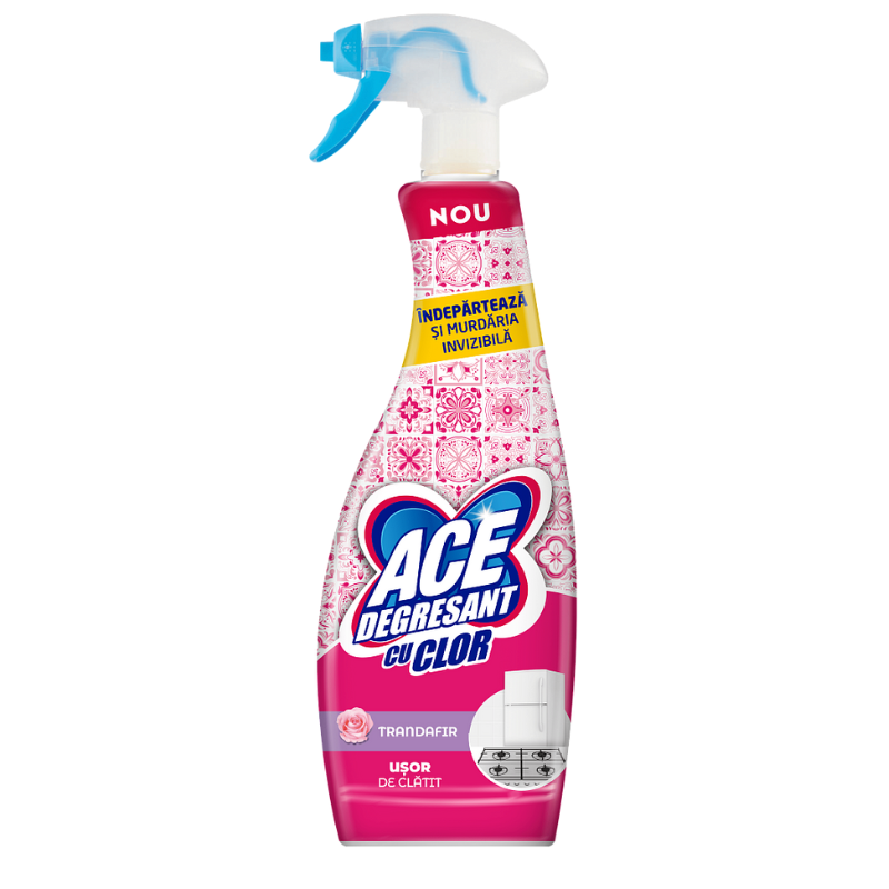 Spray degresant pentru bucatarie ACE Trandafir, cu clor, 650 ml ...