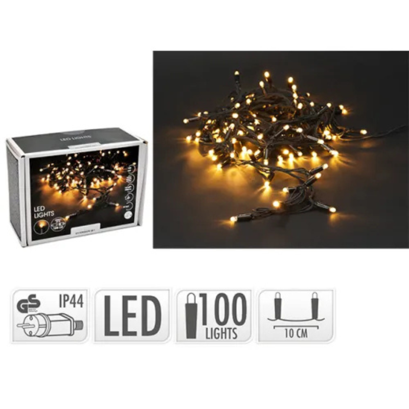 Luminite de Craciun "Fir" 100 LED, extra alb cald, 10 m, fara bloc ...