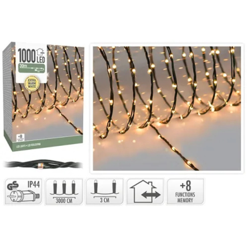 Luminite de Craciun "Fir soft" 1000 LED, extra alb cald, 8 regimuri, 24 ...