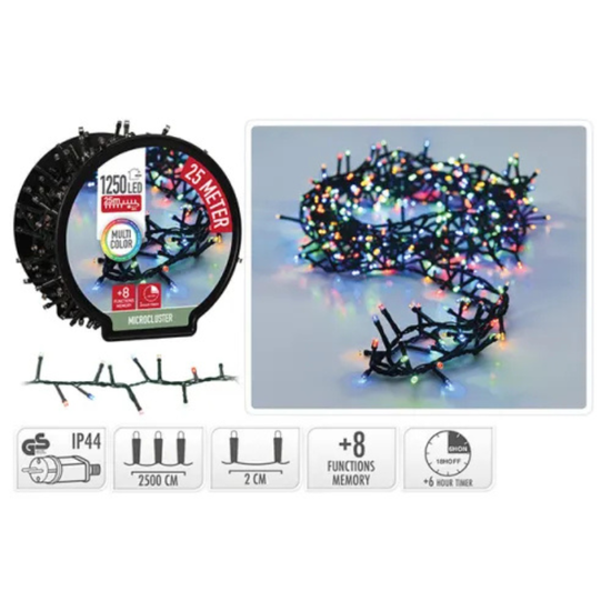 Luminite de Craciun liniare pe bobina 1250 LED, multicolore, 8 regimuri ...